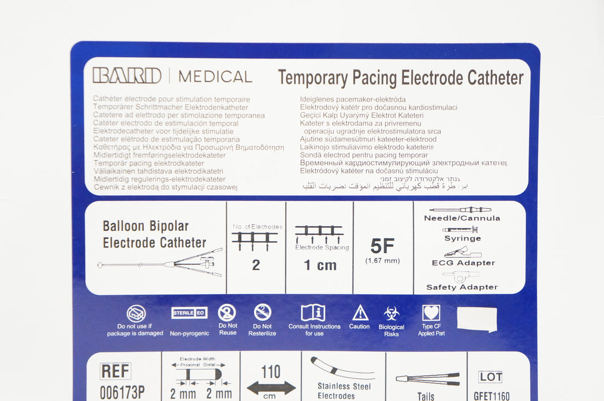 Bard 006173P Temporary Pacing Electrode Cath. 5F - Box of 5 – Imedicsales
