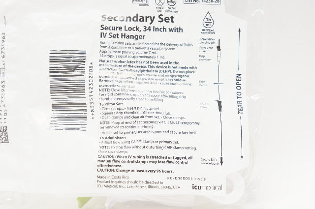ICU Medical 14230-28 Secondary Set 34inch 15 Drops/mL (x) – Imedicsales