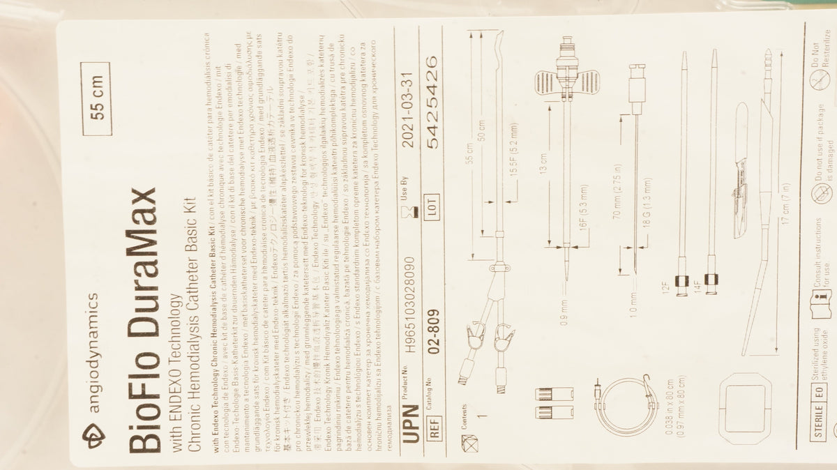 Angiodynamics 02-809 BioFlo DuraMax Hemodialysis Cath. Basic Kit 55cm ...