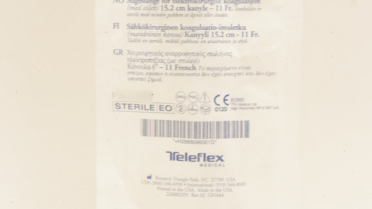 Teleflex 809600 Electrosurgical Coagulation Suction Tube Cannula 6inch ...