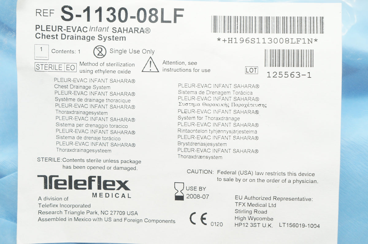 Teleflex S-1130-08LF PLEUR-EVAC Infant SAHARA Chest Drainage System (x ...