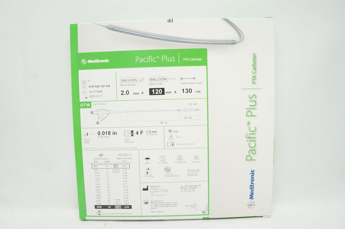 Medtronic PCP020120130 Pacific Plus PTA Cath. 2.0mm x 120 mm x 130cm ...