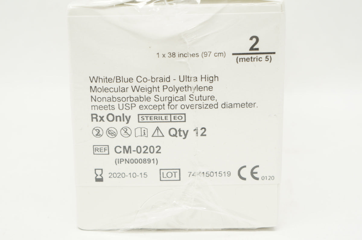 Teleflex CM-0202 Cayenne Tru-Link White/Blue Co-Braid Surgical Suture ...