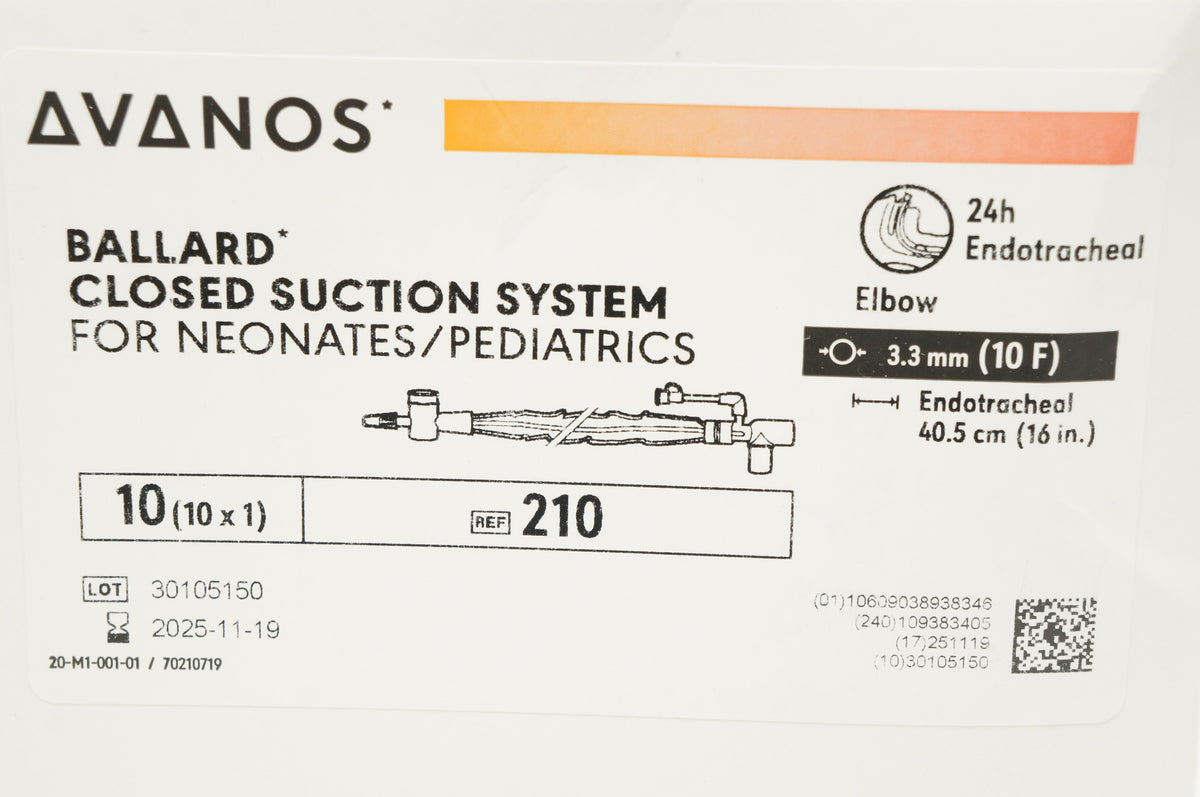 Avanos 210 Ballard Closed Suction System for Neonates/Pediatrics - Box ...