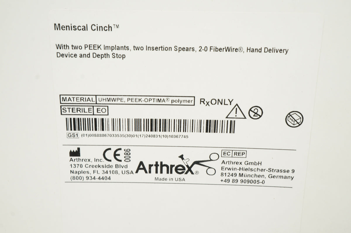 Arthrex AR-4500 Meniscal Cinch PEEK & FiberWire – Imedicsales