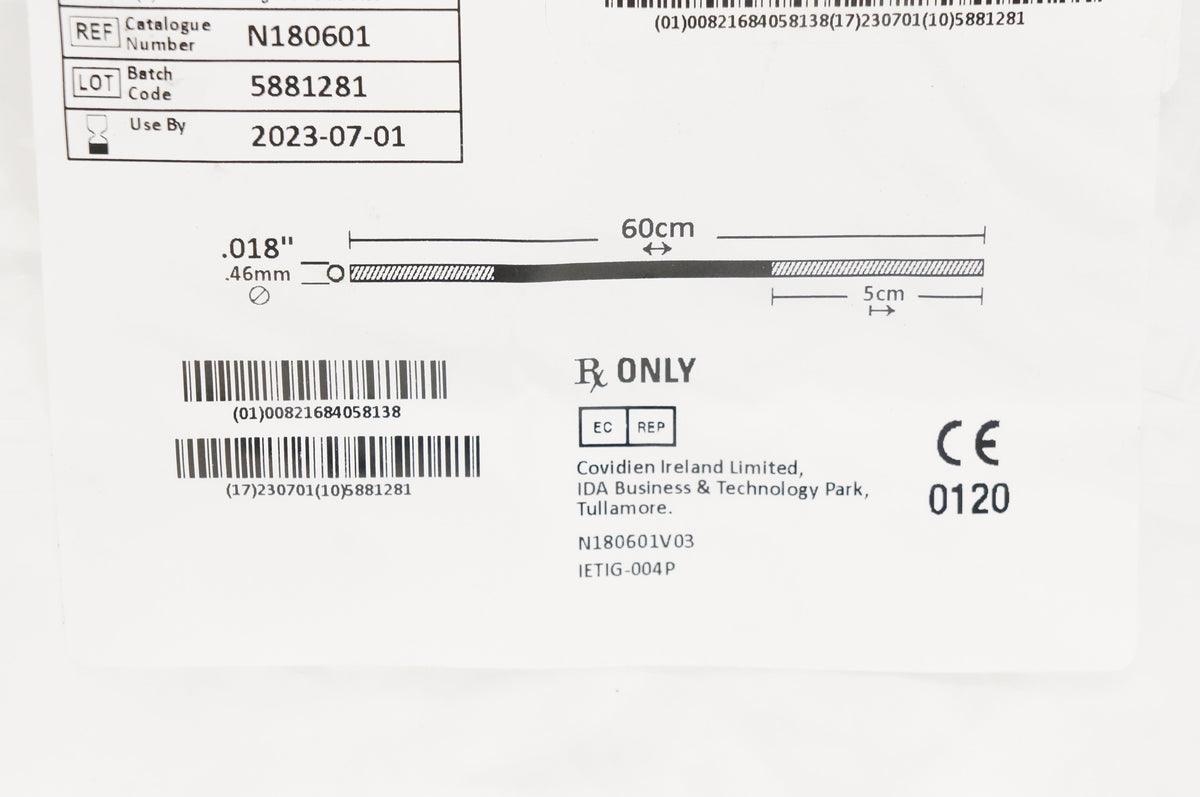 ev3 N180601 Nitrex Guidewire and Torque Device .018inch x 60cm x 5cm ...