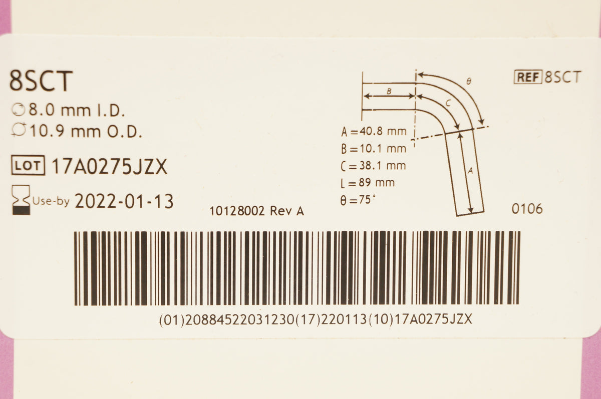 Covidien 8SCT Shiley Adult Tracheostomy Tube Cuffed 8.0mm x 10.9mm ...