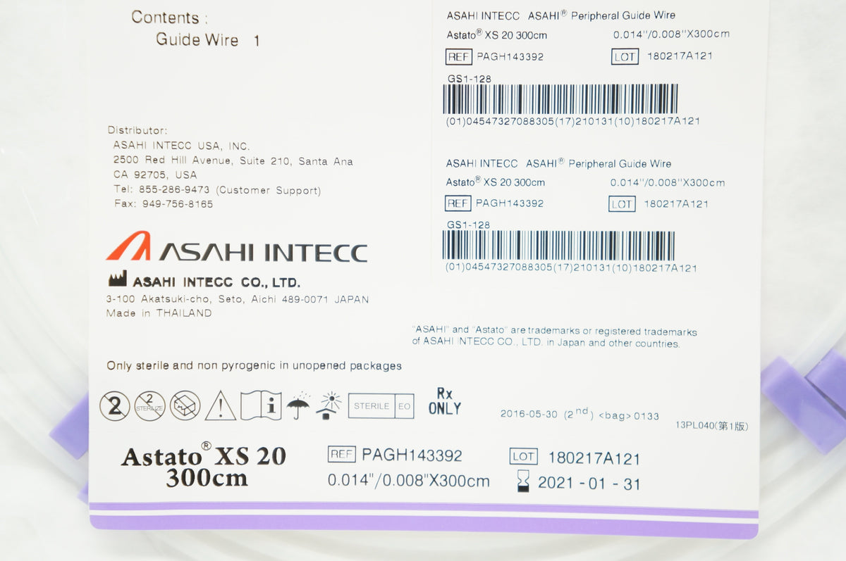 Asahi Intecc PAGH143392 Periferal Guide Wire Astato XS 20 300cm ...
