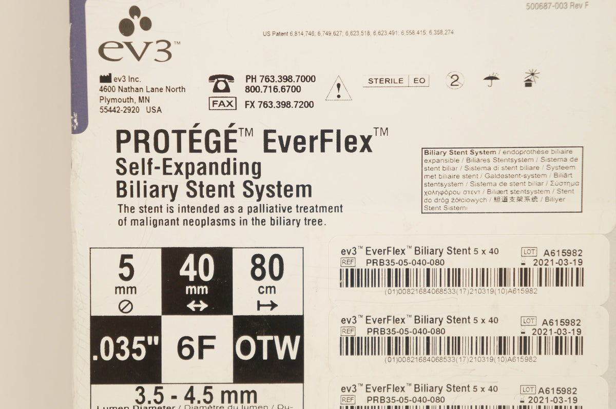 EV3 PRB35-05-040-080 Protege EverFlex Self-Expanding Biliary Stent Sys ...
