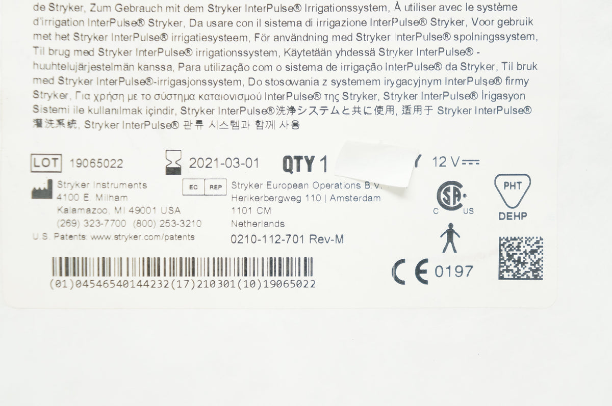 Stryker 0210-112-000 InterPulse Handpiece Set w/Soft Tissue Tip,Suctio ...