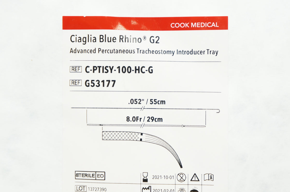 Cook G53177 Ciaglia Percutaneous Tracheostomy Introducer Tray 0.052in ...