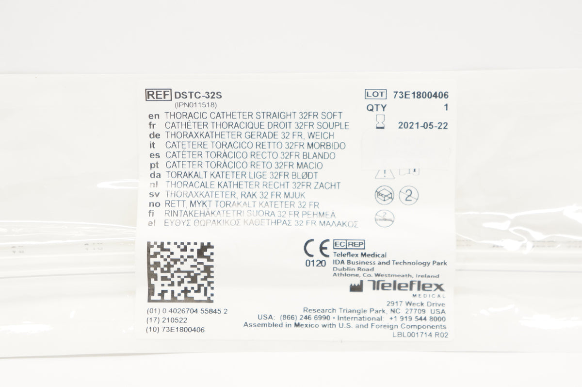 Teleflex DSTC-32S Thoracic Catheter Straight Soft 32Fr (x) – Imedicsales