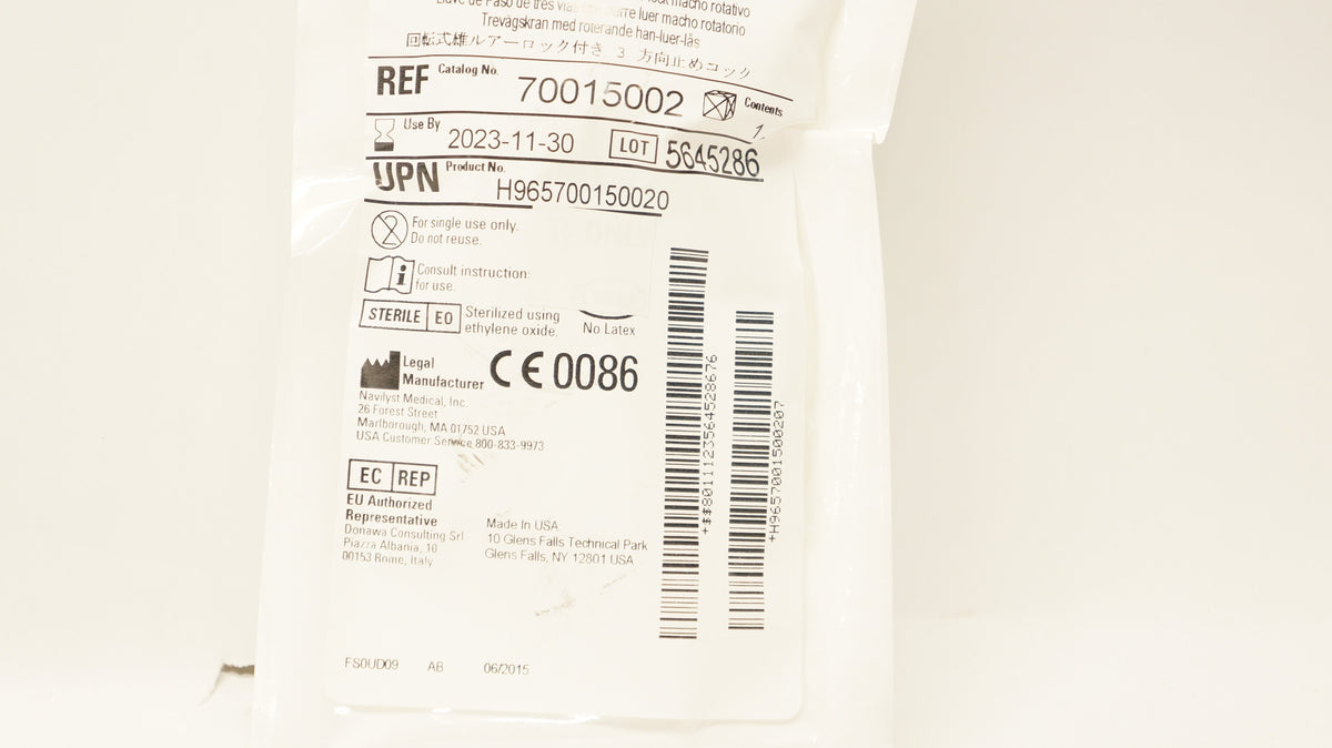 Navilyst Medical 70015002 NAMIC 3-Way Stopcock with Rotating Collar 20 ...