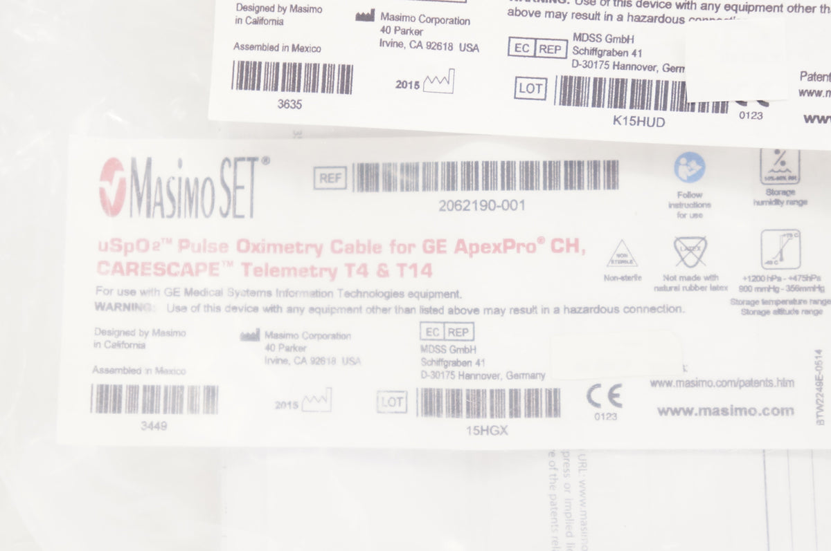 Masimo 2062190-001 uSpO2 Pulse Oximentry Cable (x) – Imedicsales