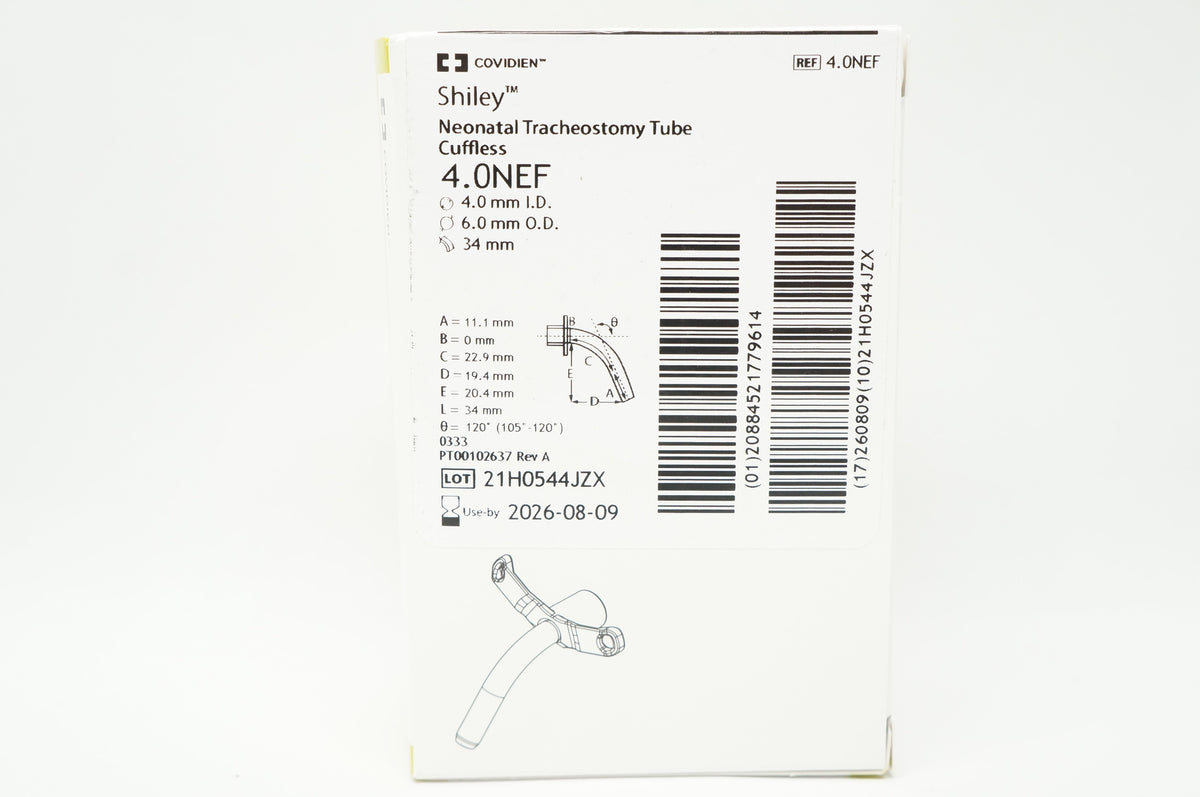 Covidien 4.ONEF Shiley Neonatal Tracheostomy Tube Cuffless 4 x 6 x 34m ...