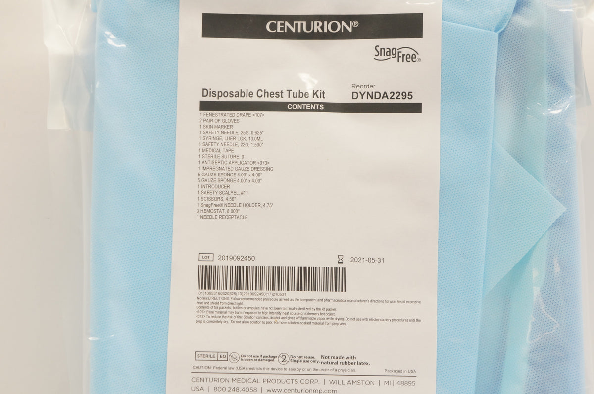 Centurion Medical DYNDA2295 Disposable Chest Tube Kit (x) – Imedicsales