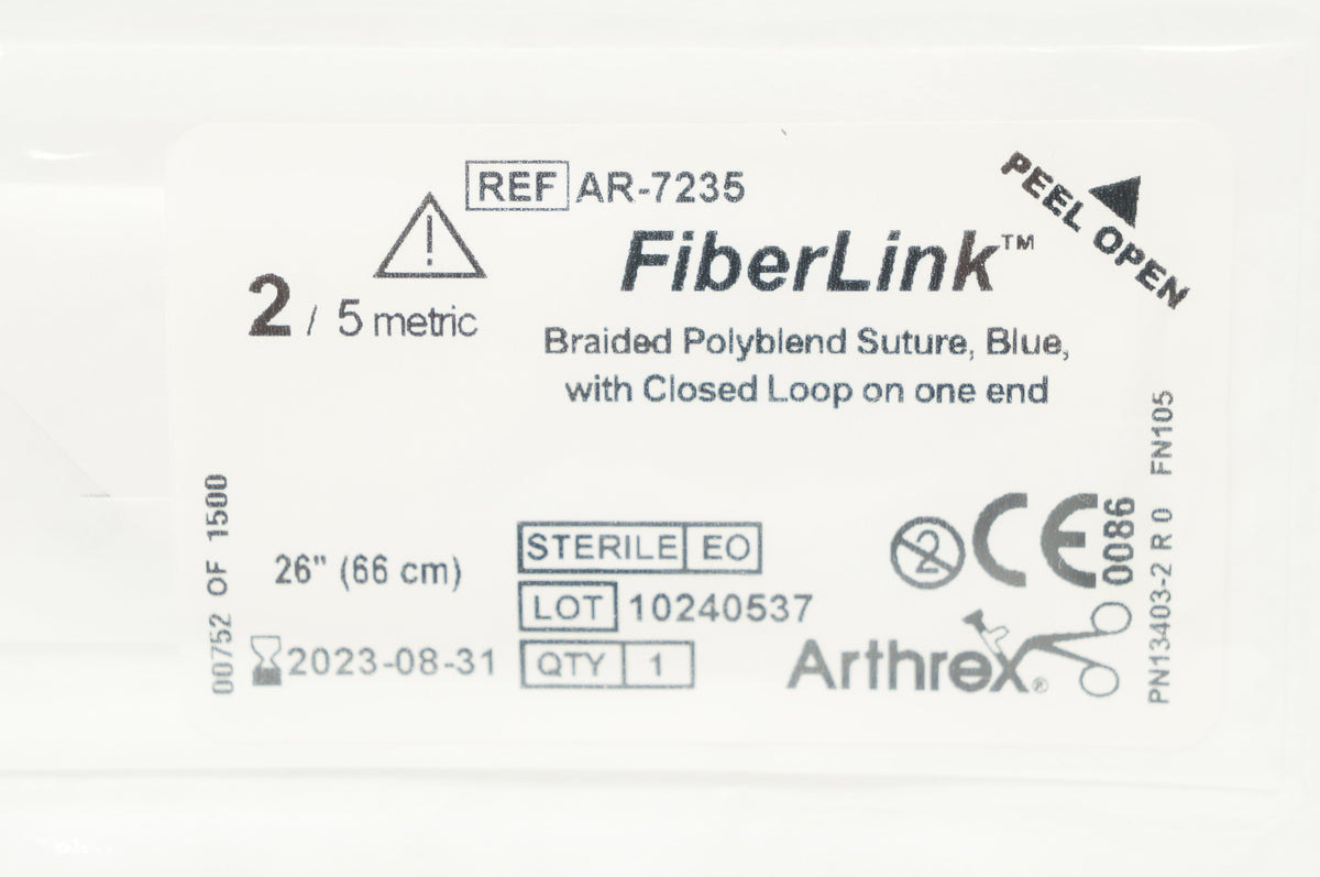 Arthrex AR-7235 FiberLink 2 Braided Polyblend Stre, Blue 26 inch ...