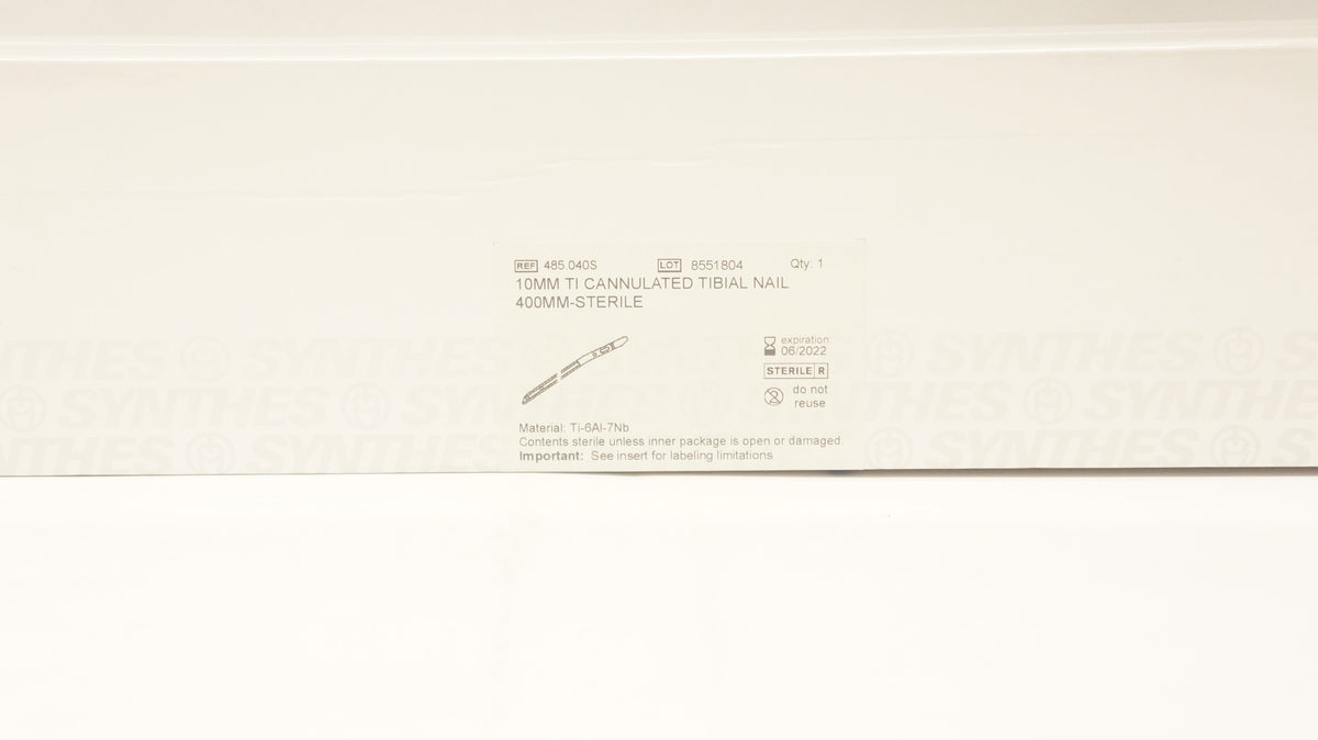 Synthes 485.040S 10mm Ti Cannulated Tibial Nail 400mm – Imedicsales