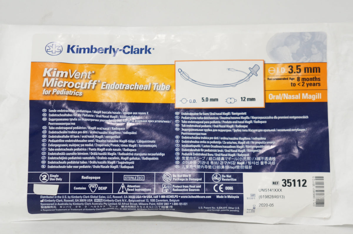 Kimberly-Clark 35112 Microcuff Endotracheal Tube for Pediatrics 5.0 x ...