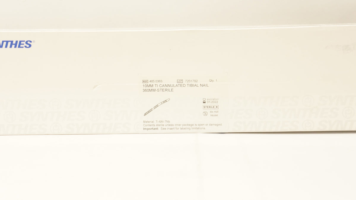 Synthes 485.036S 10mm Ti Cannulated Tibial Nail 360mm – Imedicsales