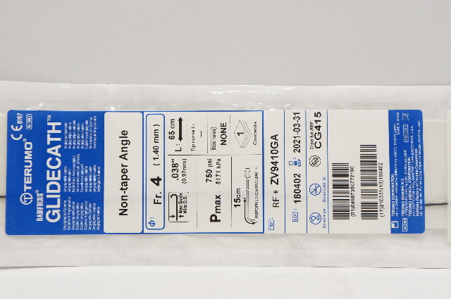Terumo ZV9410GA Radifocus Glidecath Angiographic Cath. 4Fr. x 65cm x ...