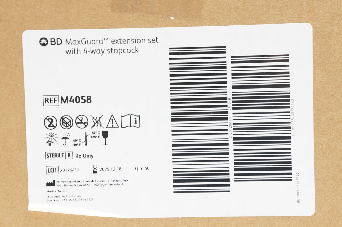 BD M4058 MaxGuard Extension Set with 4-Way Stopcock 36inch x 5.5ml - C ...