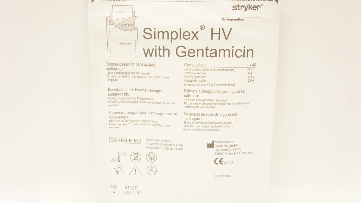 Stryker Orthopaedics Simplex HV with Gentamicin (x) – Imedicsales