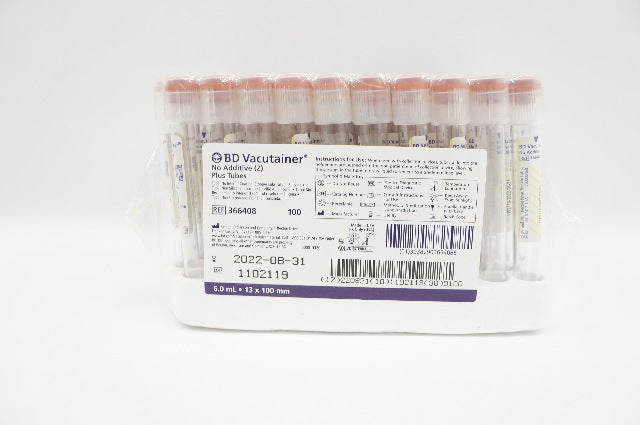 BD Vacutainer 366408 No Additive (Z) Plus Tubes - Pack of 100 – Imedicsales