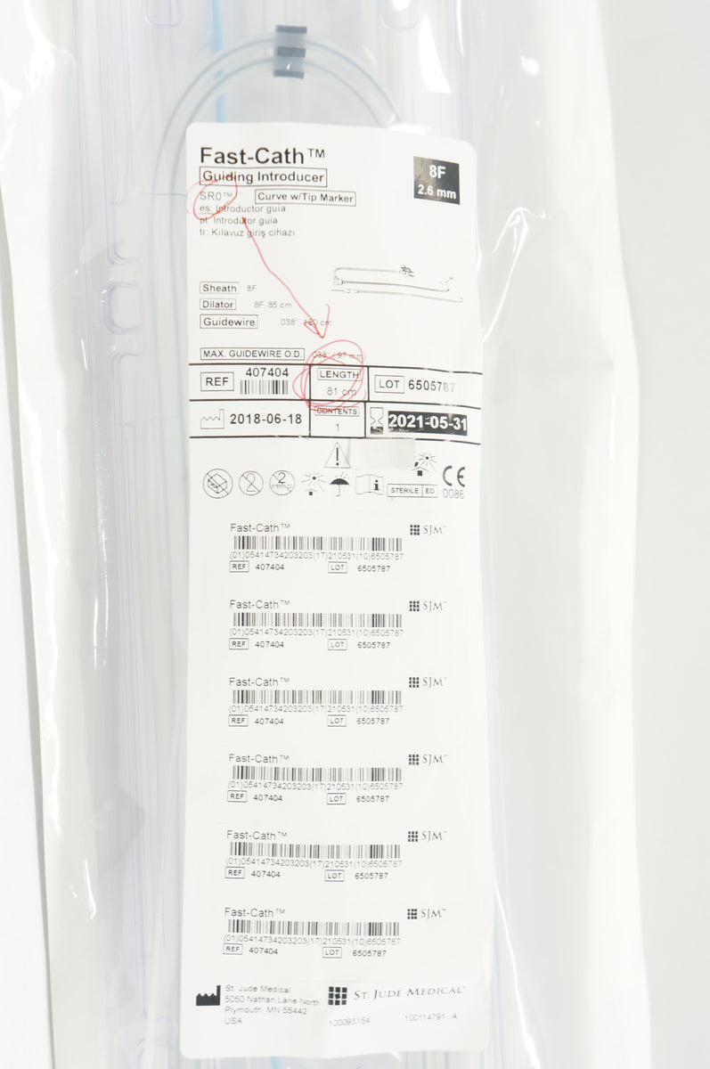 St Jude Medical 407404 Fast-Cath Guiding Introducer 8F 2.6mm (x ...