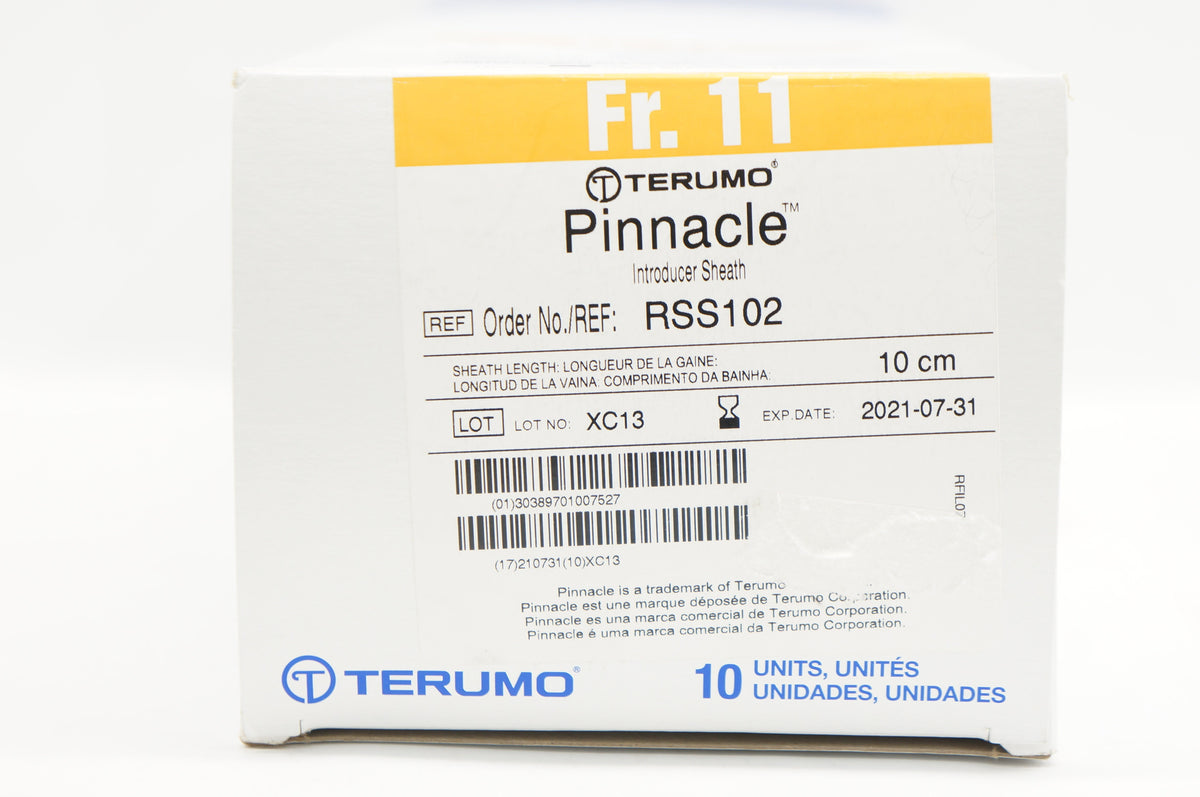 Terumo RSS102 Pinnacle Introducer Sheath 11Fr. x 10cm (x) - Box of 10 ...