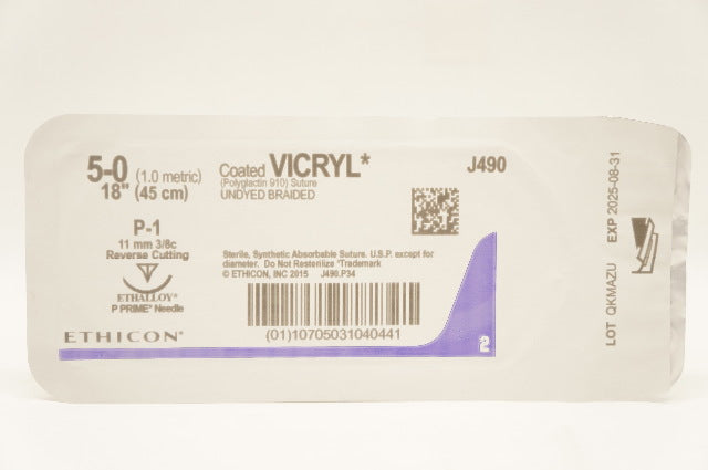 Ethicon J490 5-0 VICRYL P-1 11mm 3/8c Reverse Cutting 18 inch – Imedicsales