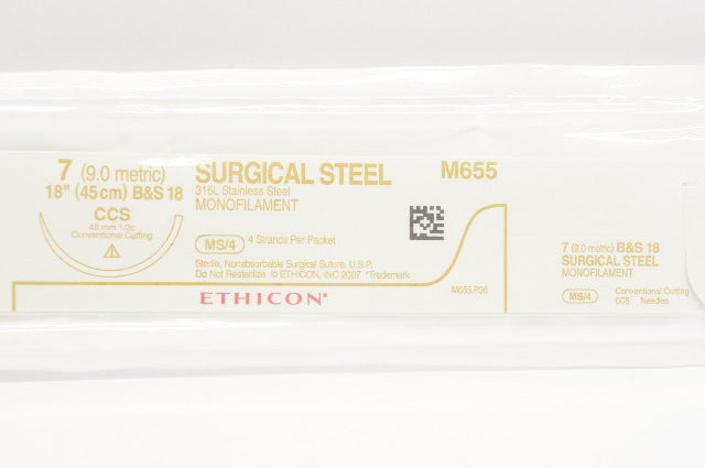 Ethicon M655 7 Surgical Steel CCS 48mm 1/2c Conventional Cutting 18inc ...