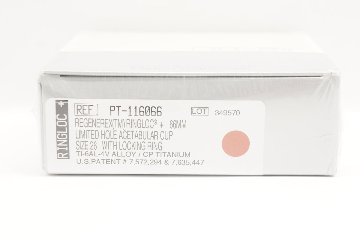 Biomet PT-116066 Regenerex RingLoc Limited Hole Acetabular Cup 66mm (x ...