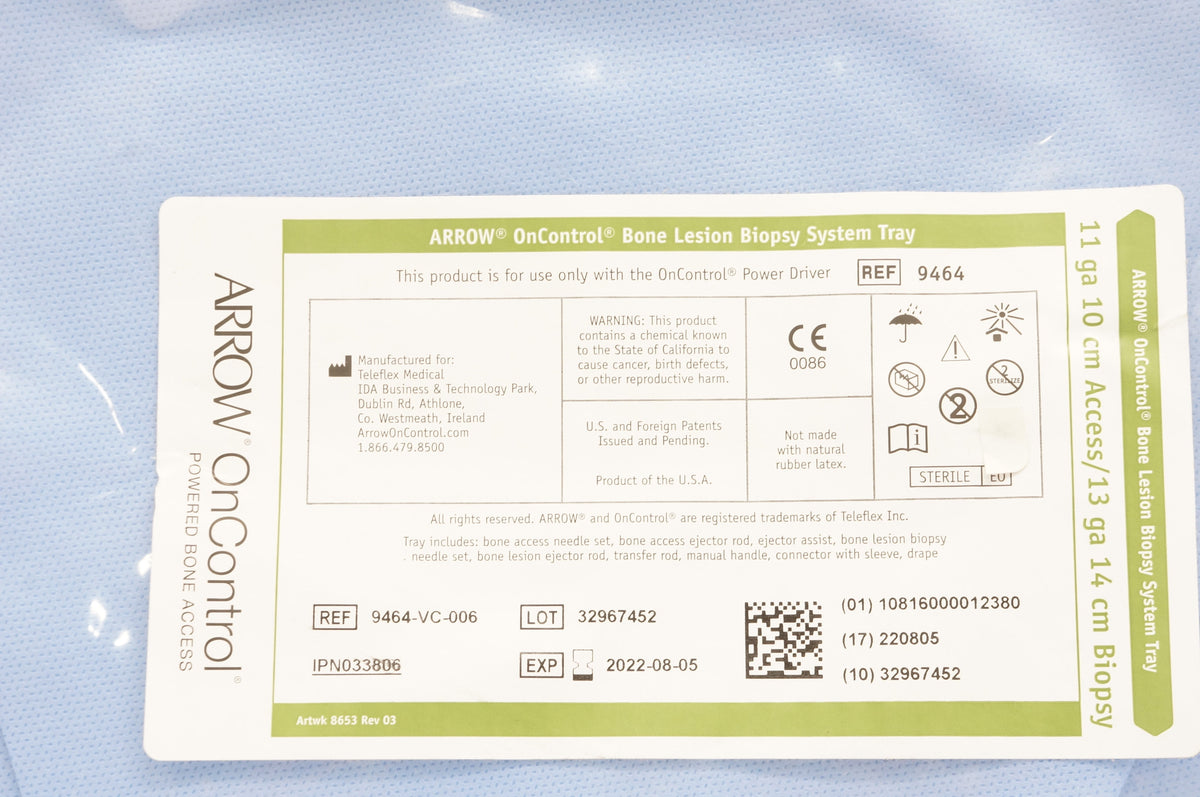 Teleflex 9464-VC-006 Arrow OnControl Bone Lesion Biopsy System Tray 11 ...