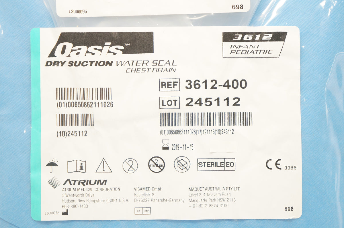 Atrium 3612-400 Oasis Dry Suction Water Seal Chest Drain (x) – Imedicsales