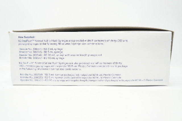 BD 306546 0.9% Sodium Chloride Injection USP Syringe 10mL - Box of 30 ...