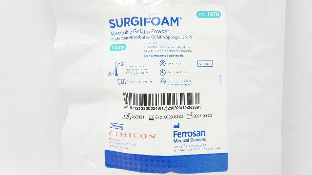 Ferrosan Medical 1978 Ethicon Surgifoam Absorbable Gelatin Powder 1 Gr ...