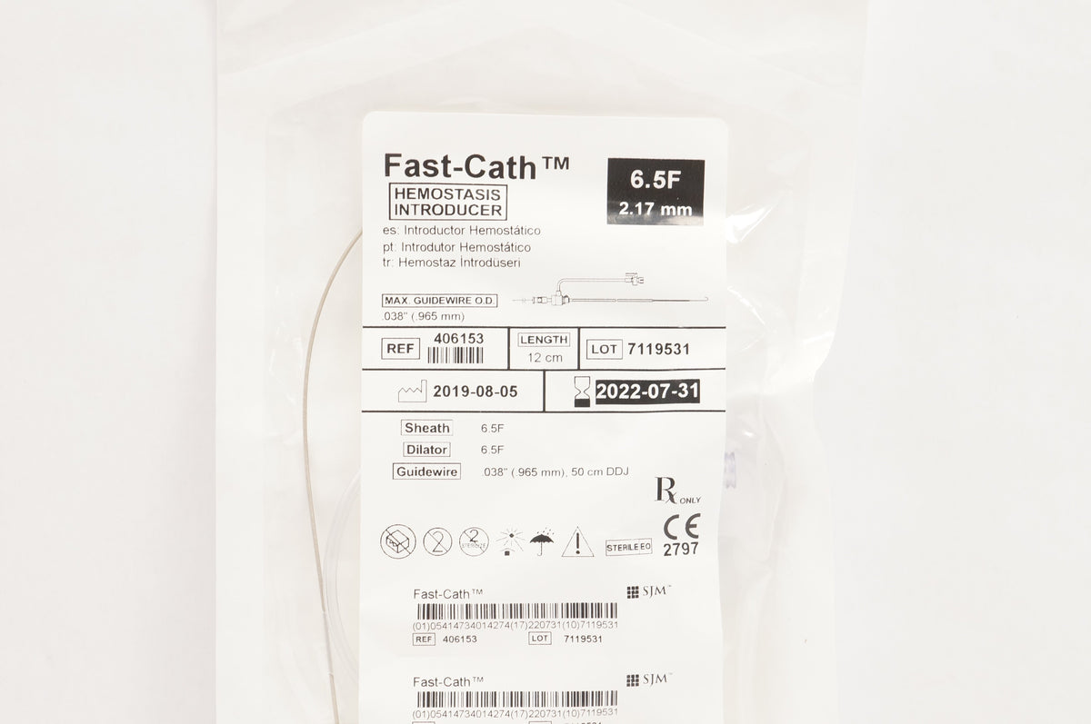 ST Jude Medical 406153 Fast-Cath Hemostasis Introducer 6.5F 2.17mm (x ...