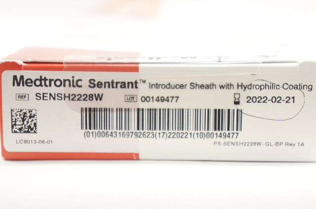 Medtronic SENSH2228W Sentrant Introducer Sheath W/Hydrophilic Coating ...
