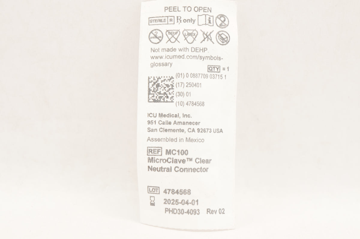 ICU Medical MC100 MicroClave Clear Neutral Connector – Imedicsales