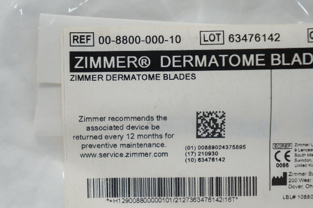 Zimmer 00-8800-000-10 Dermatome Blades (x) – Imedicsales