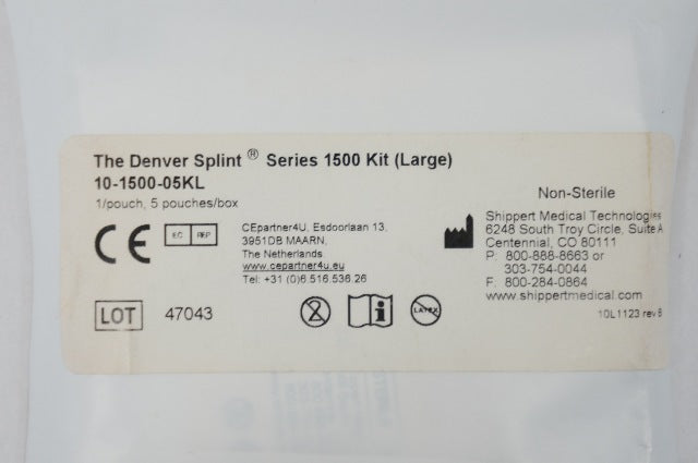 Shippert Medical 10-1500-05KL Denver Splint Series 1500 Kit, 1/Pouch L ...
