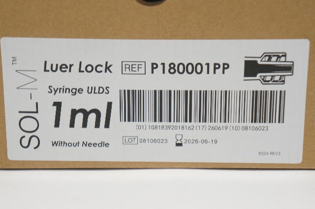 Sol-Millennium Medical P180001PP Luer Lock Syringe Without Ndle 1mL -C ...