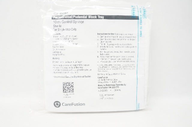 CareFusion 4540A Paracervical/Pudendal Block Tray 10ml Control Syringe ...