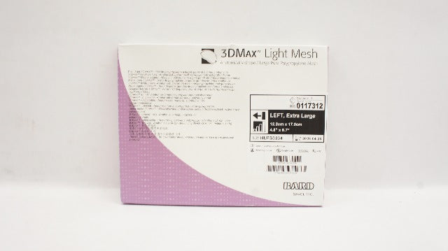 Bard 0117312 Davol 3DMax Light Mesh Left Extra Large 4.8 x 6.7inch ...