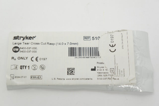 Stryker 5100-37-114 Large Tear Cross Cut Rasp 14.0mm x 7.0mm – Imedicsales