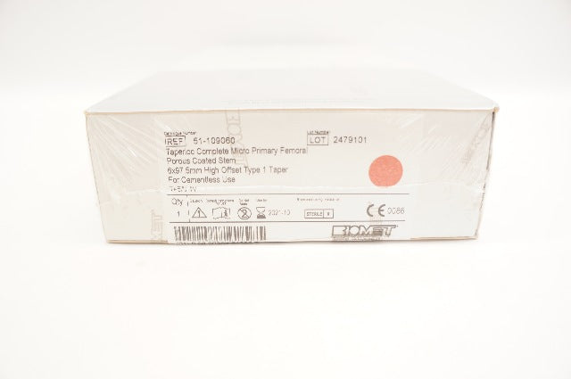 Biomet 51-109060 Taperloc Complete Micro Femoral Porous Coated Stem 6x ...
