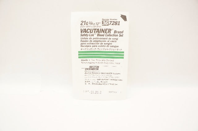 Becton Dickinson 367281 Vacutainer Safety-Lok Blood Collection Set 21G ...