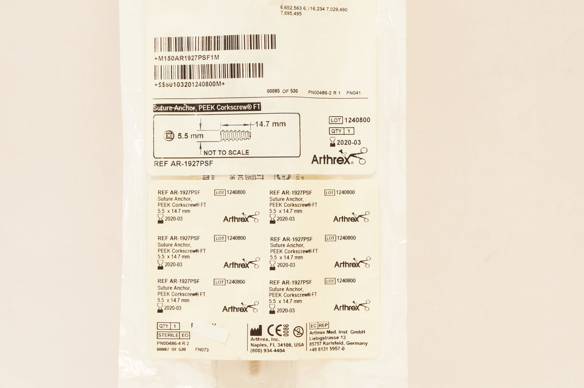 Arthrex AR-1927PSF Peek-Optima Stre Anchor W/#2 Fiber&Tiger Wire5.5 x ...