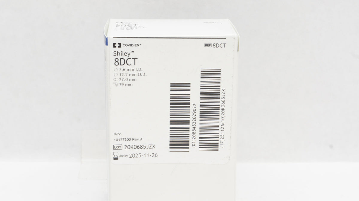 Covidien 8DCT Shiley Tracheostomy Tube Cuffed 7.6mmID x 12.2mmOD x 27 ...